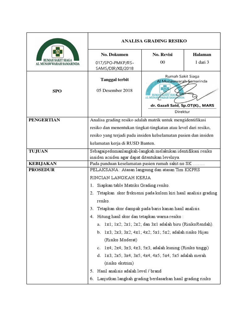 Spo Grading Resiko | PDF