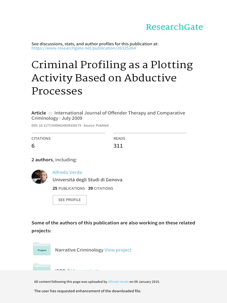 Criminal Profiling As A Plotting Activity Based On Abductive Processes | PDF | Offender ...