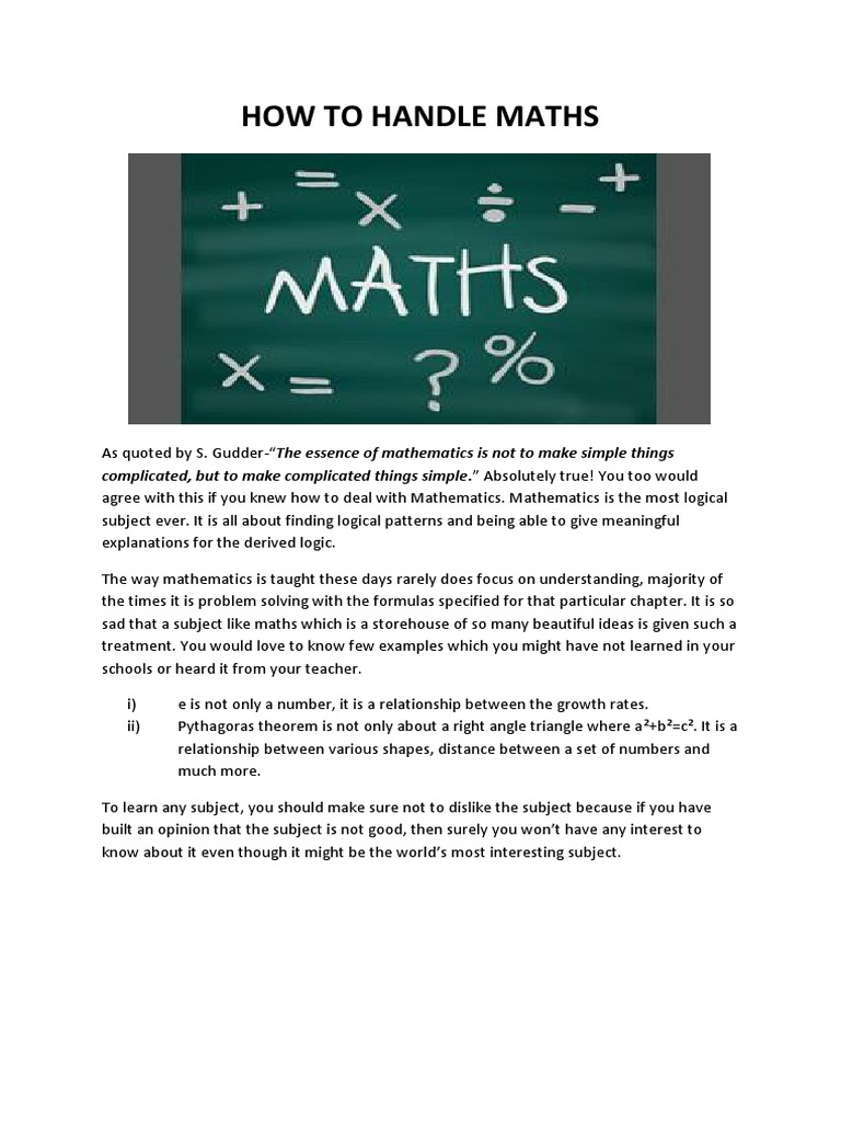 How To Handle Maths: Complicated, But To Make Complicated Things Simple ...