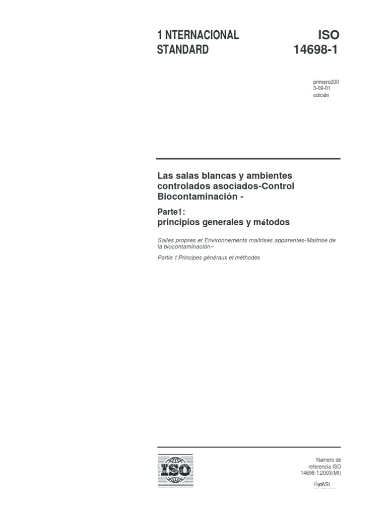 Iso 14698 Word - En.español | PDF | Filtración | Muestreo (Estadísticas)