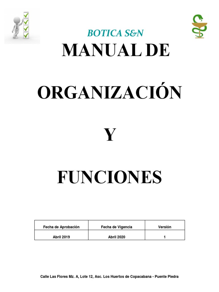Manual de Organización Y Funciones | PDF | Farmacia | Farmacéutico