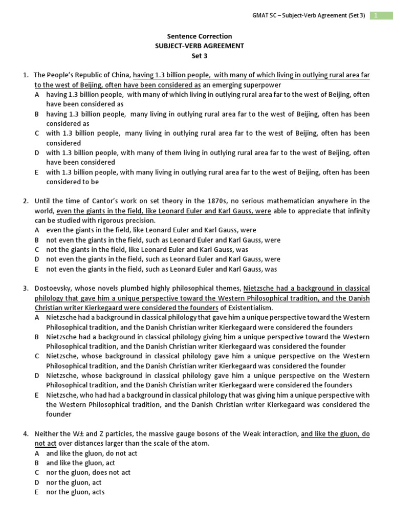 GMAT SC Questions - Sva Set 3 | PDF | Recession | Economies