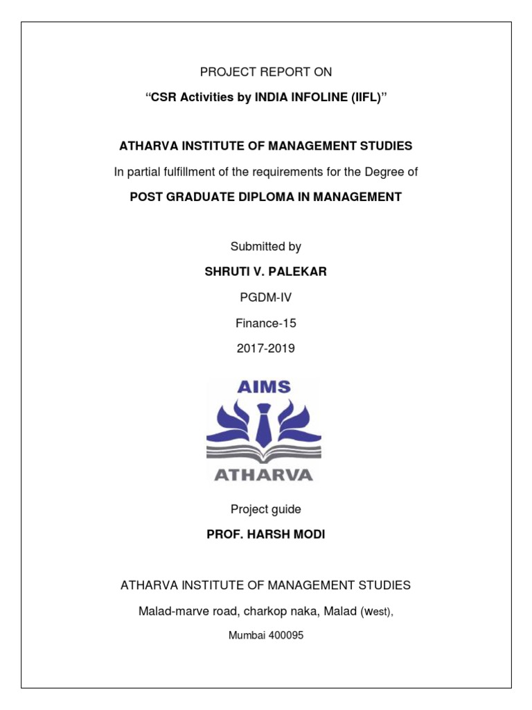 Project Report On CSR | PDF | Corporate Social Responsibility ...