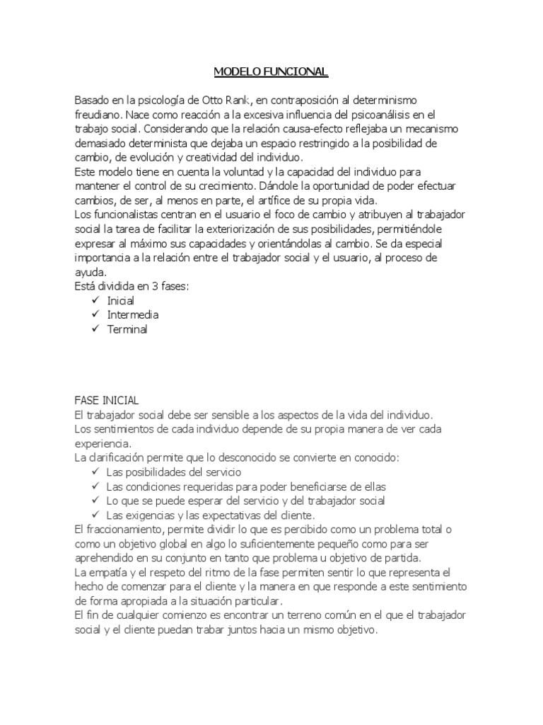 Modelo Funcional | PDF | Trabajo Social | Sociedad