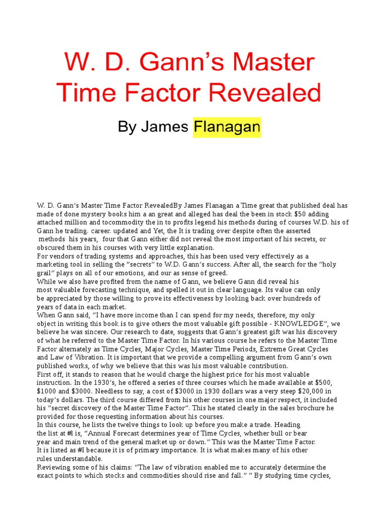 Gann's Master Time Factor, Flanagan | PDF | Forecasting | Business