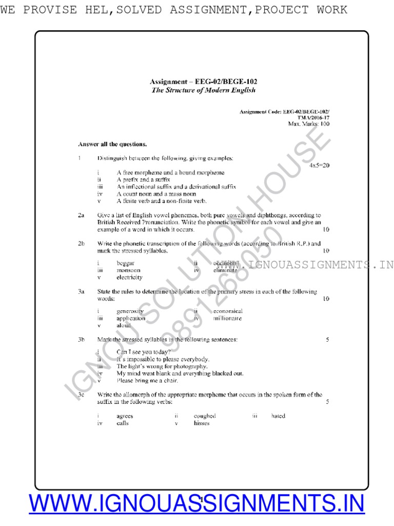 Ignou Solution House 9891268050: WWW - Ignouassignments.In | PDF ...