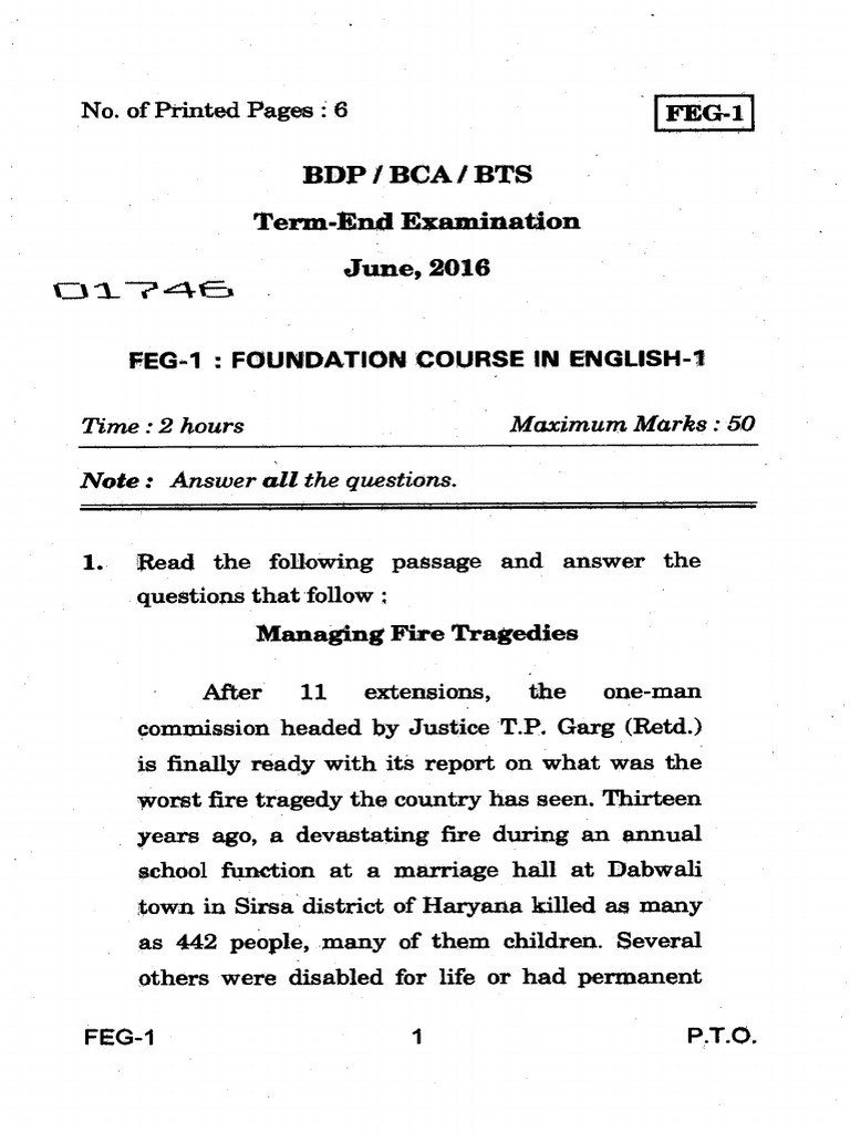 BDP I Bca / Bts Term-End Examination June, 2016 | PDF | Government