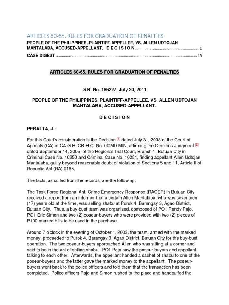 Rules for Graduation of Penalties Case Digest | PDF | Sentence (Law ...