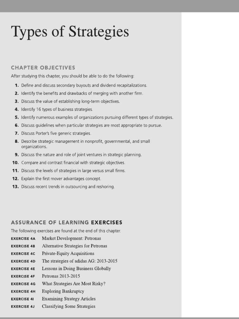 1st Chapter Types of Strategies | PDF