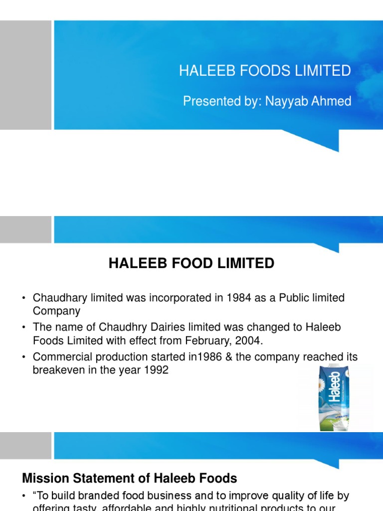 Haleeb Foods Limited Presentation | PDF | Milk | Retail