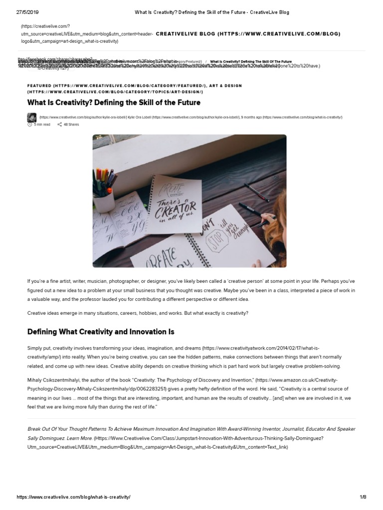 "What Is Creativity. Defining The Skill of The Future" by CreativeLive ...