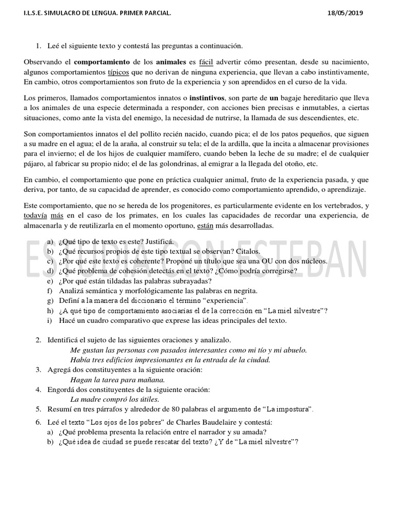 Comportamientos innatos y aprendidos en animales | PDF | Asunto ...