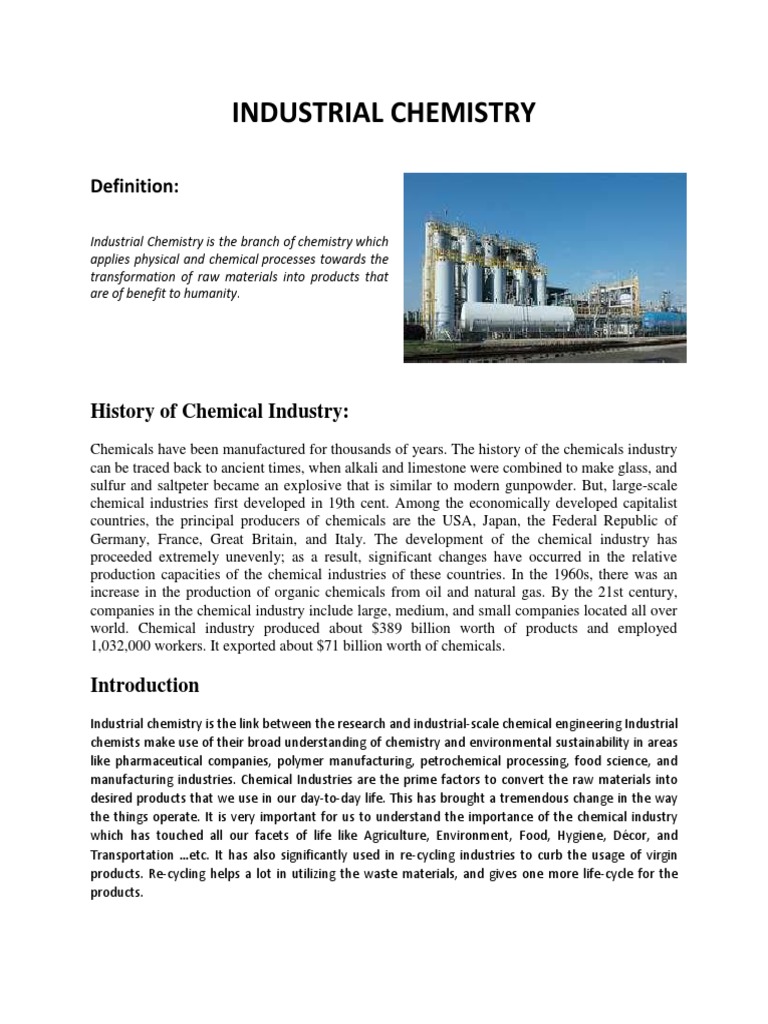 Industrial Chemistry | PDF | Chemical Industry | Agriculture