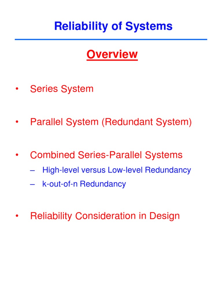 Reliability of Systems: - Series System | PDF | Reliability Engineering | Systems Engineering