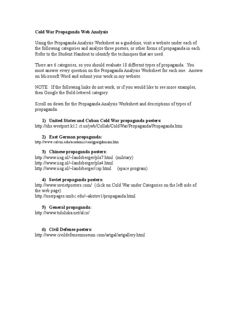 Cold War Propaganda Analysis Guide | PDF | Propaganda | Celebrity