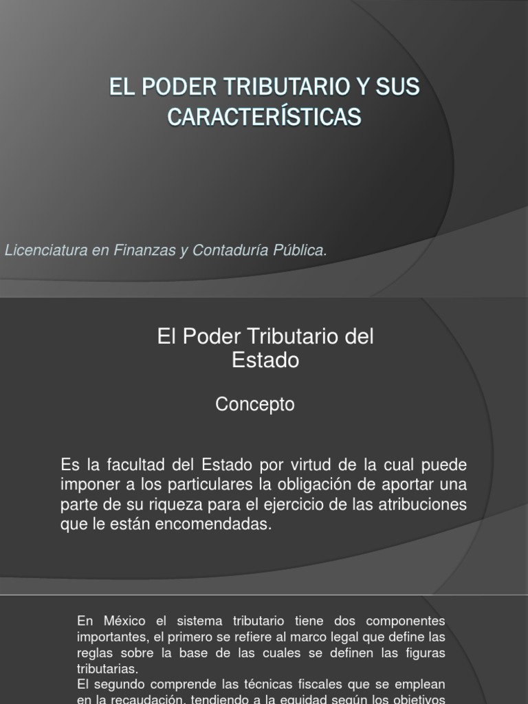 El Poder Tributario y Sus Características | PDF | Finanzas y dinero