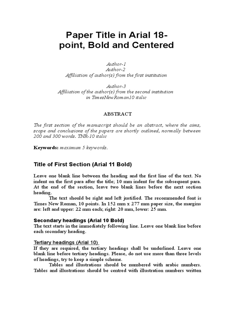 Academic Paper Formatting Guide | PDF | Arial | Bracket