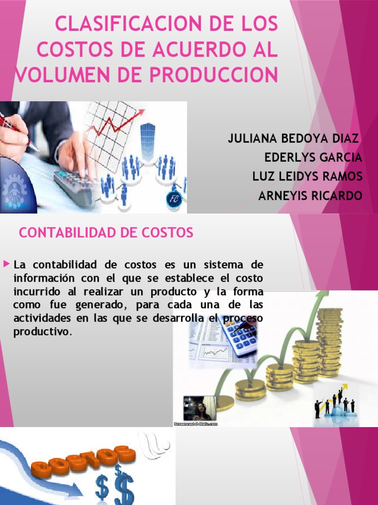Clasificación de costos fijos, variables y mixtos según volumen de ...