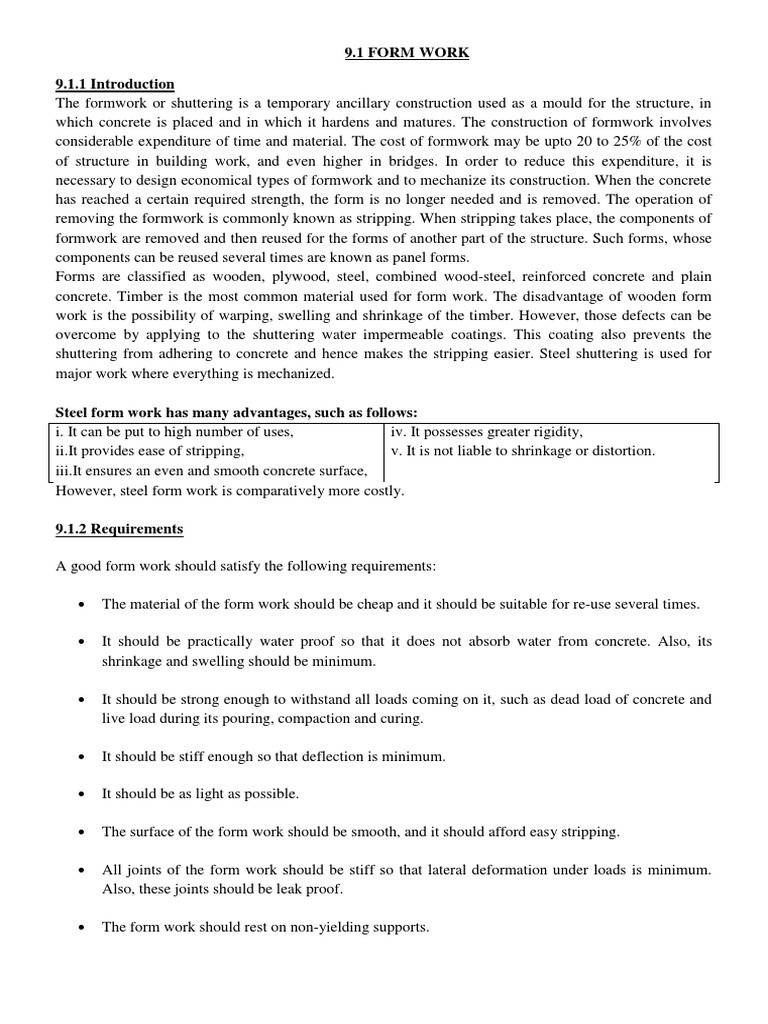9.1 Formwork Notes-1 | Download Free PDF | Concrete | Building