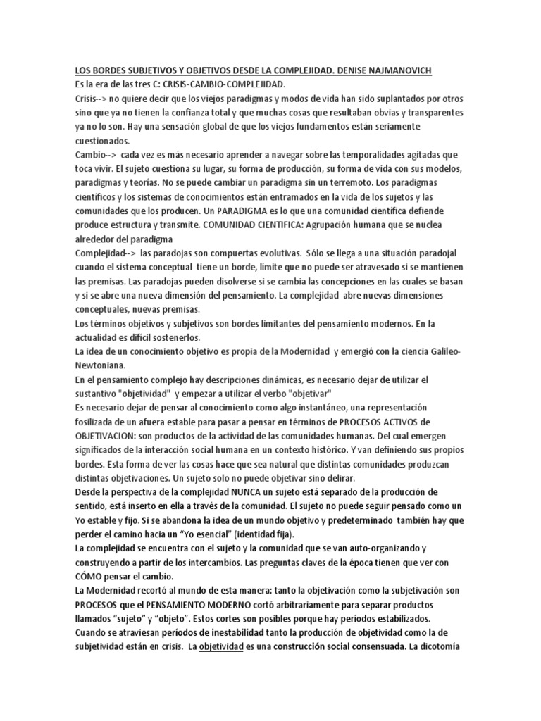 BORDES Objetivos Subjetivos | PDF | Paradigma | Subjetividad