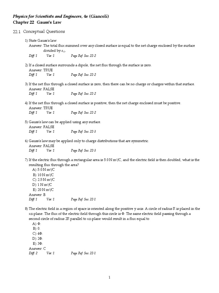 Chapter 22 Test Bank | PDF | Sphere | Flux