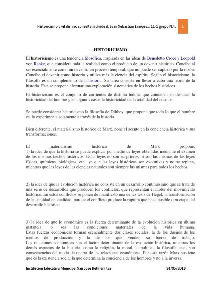 HISTORICISMO Filosofia Grupo 4 | PDF | Metafísica | Epistemología