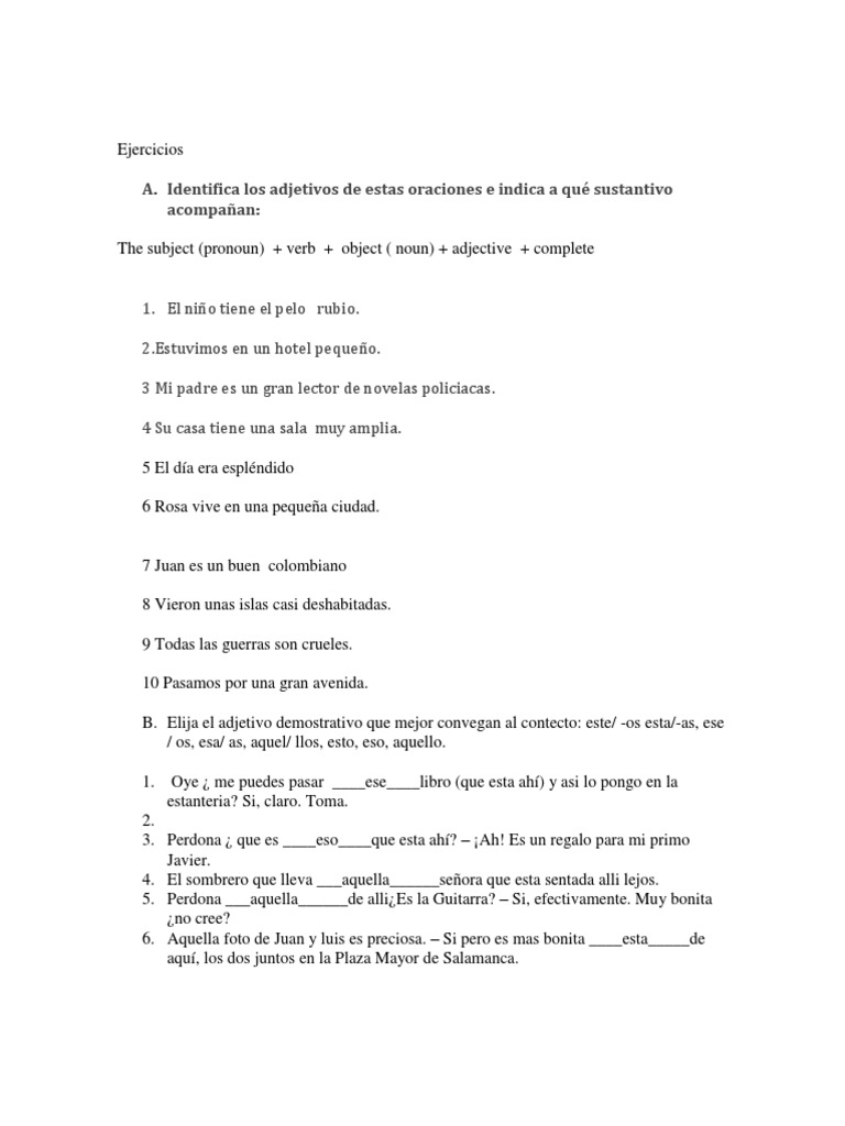 Homework Adjectives | PDF | Artes del Lenguaje y Comunicación | Novela ...