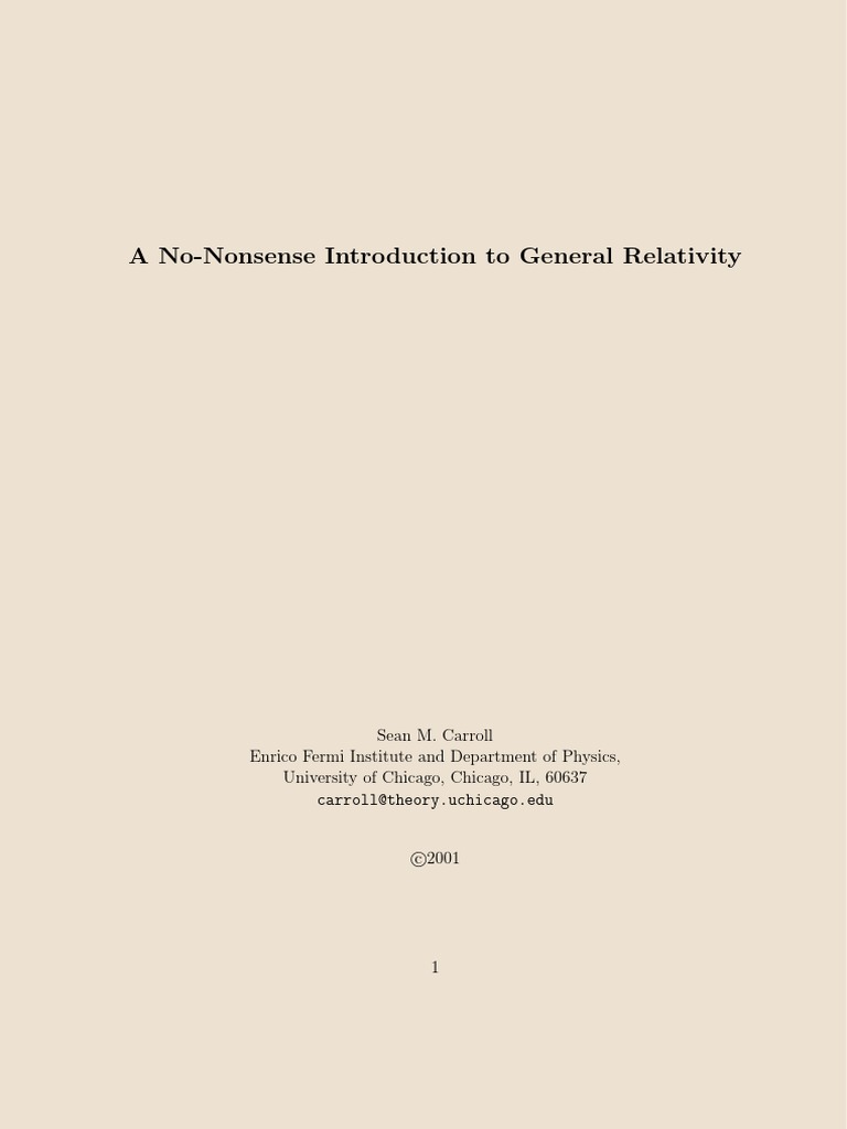 A No-Nonsense Introduction To General Relativity (Sean Carroll) | PDF ...