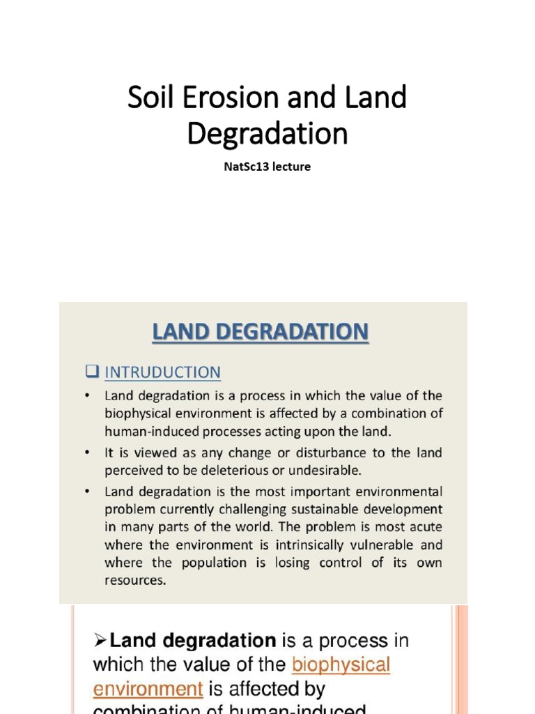 Soil Erosion and Land Degradation: Natsc13 Lecture | PDF