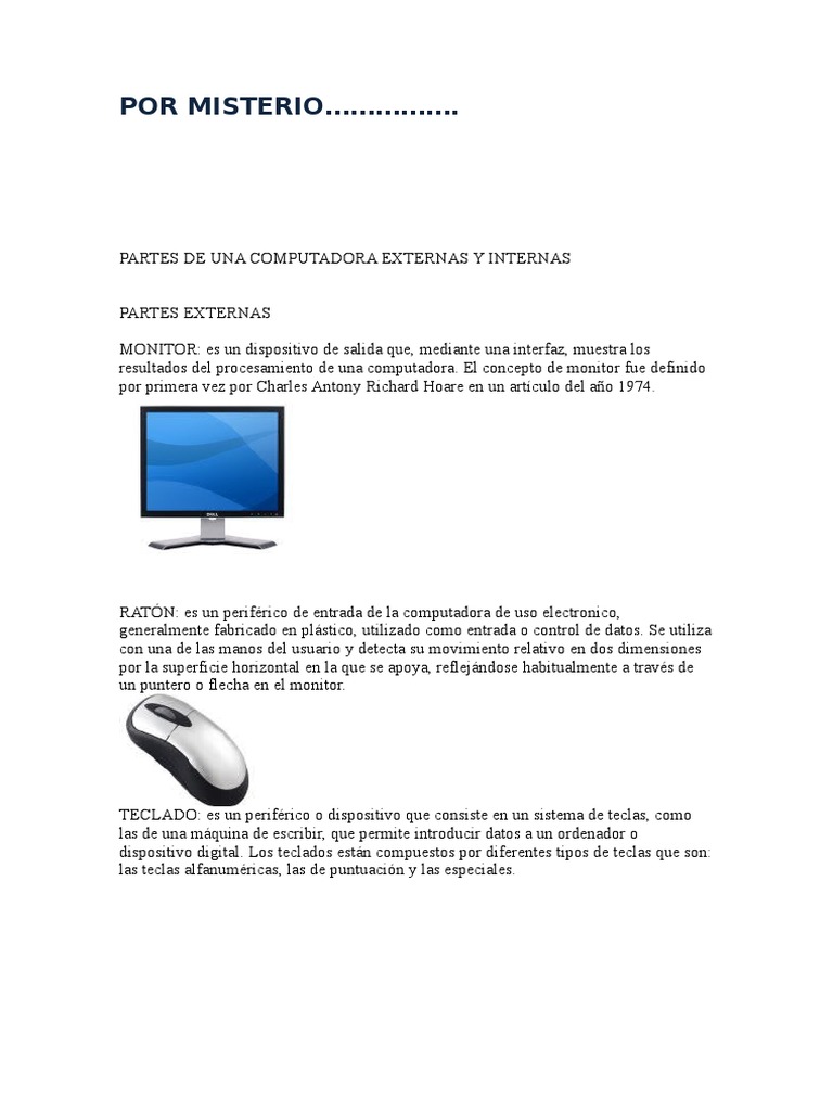Partes de Una Computadora Externas y Internas | PDF | Periférico ...