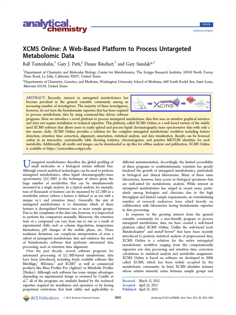 Tau Ten Hahn 2012 | PDF | Metabolomics | Mass Spectrometry