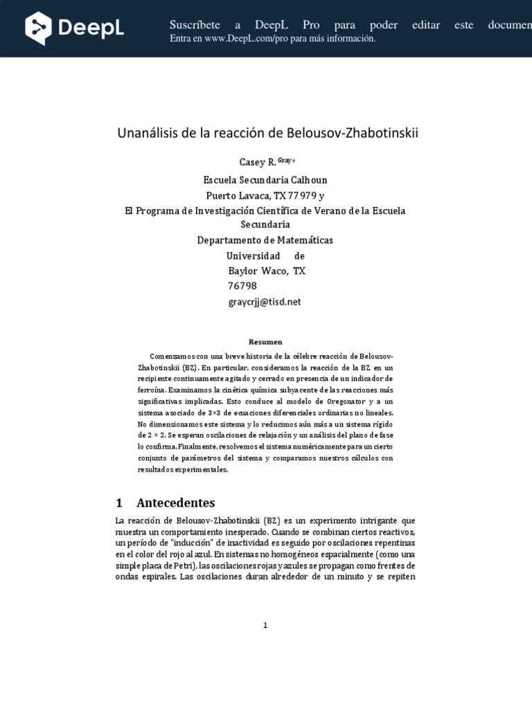 BZ - Reaction ES | PDF | Química | Ciencias fisicas