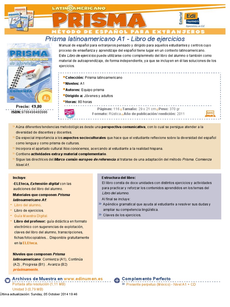 Prisma Latinoamericano A1: Libro de Ejercicios | PDF | Enseñando | Maestros