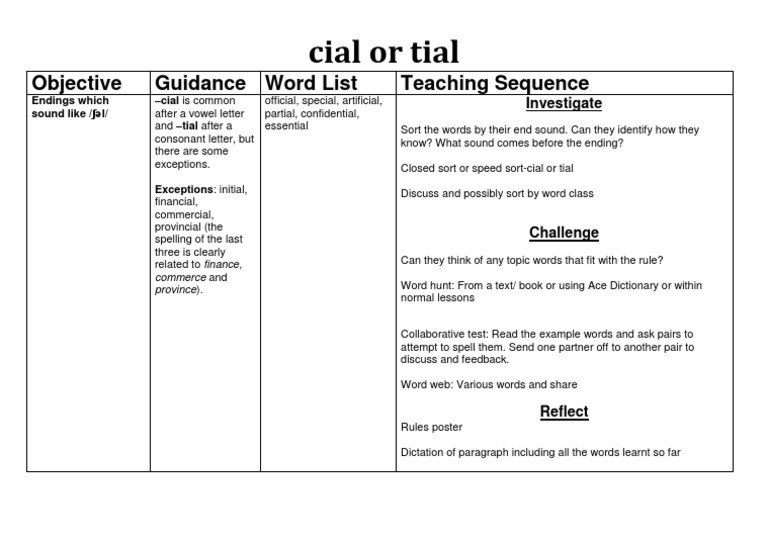 Cial or Tial | PDF | Philology | Language Arts & Discipline
