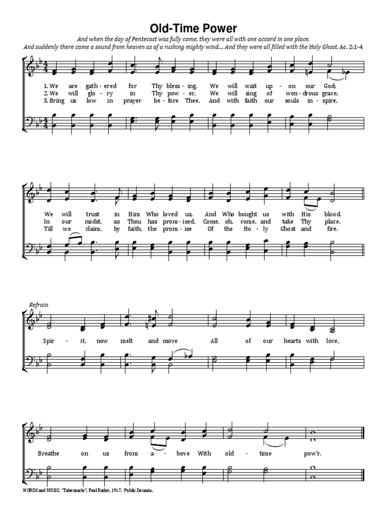 Old-Time Power: WORDS and MUSIC: "Tabernacle" Paul Rader, 1917. Public ...