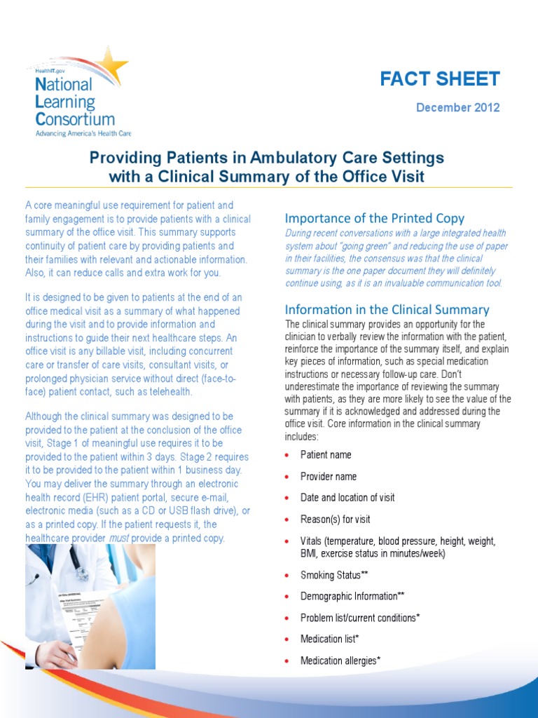 Fact Sheet: Providing Patients in Ambulatory Care Settings With A ...