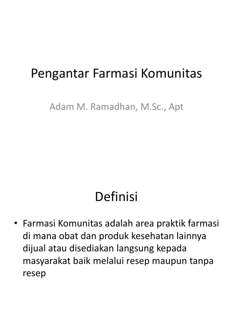 Pengantar Farmasi Komunitas | PDF