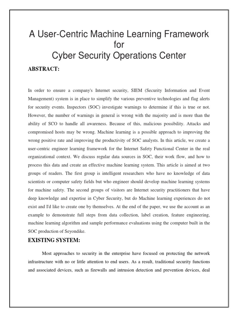 A User-Centric Machine Learning Framework For | PDF | Computer Security | Security