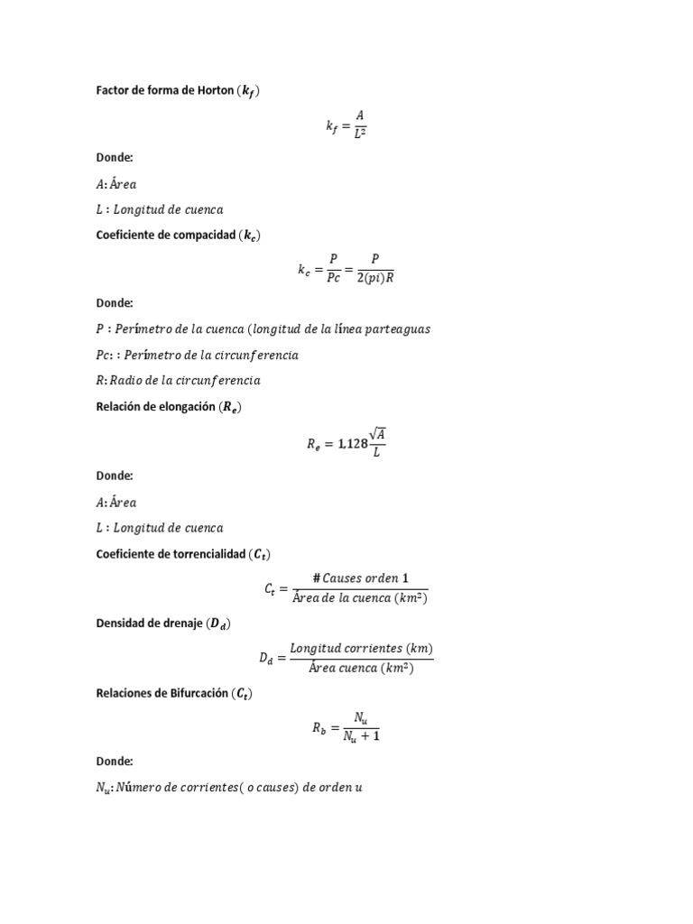 Cálculo del Factor de Forma de Horton | PDF