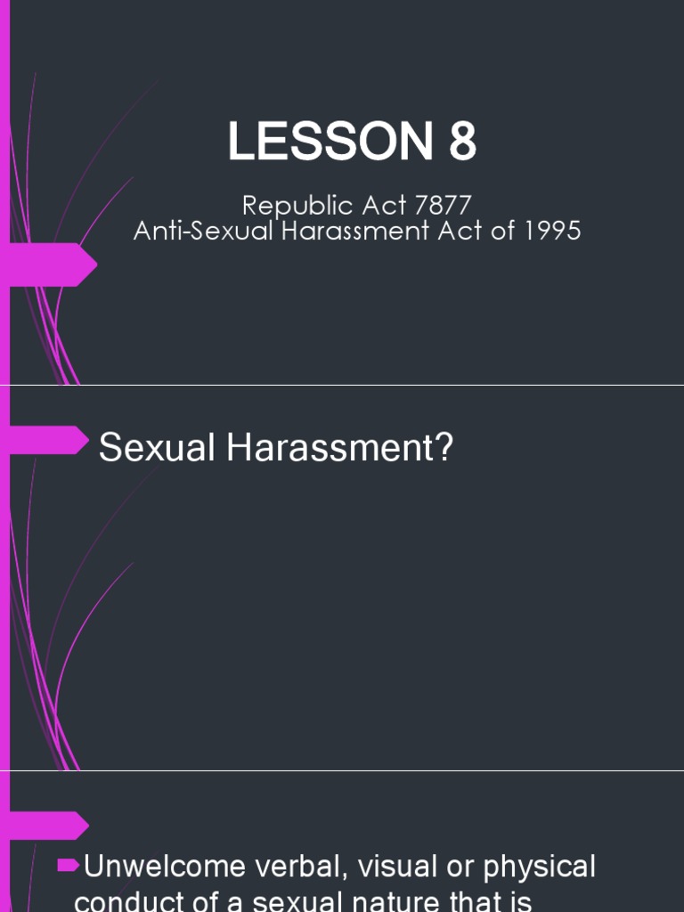 Republic Act 7877 "Anti-Sexual Harassment Act of 1995" | PDF | Sexual ...