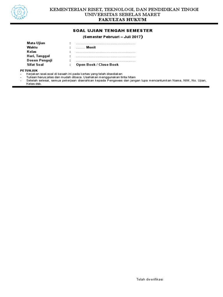 Kop Soal Uts Uas Sesuai Standarisasi | PDF