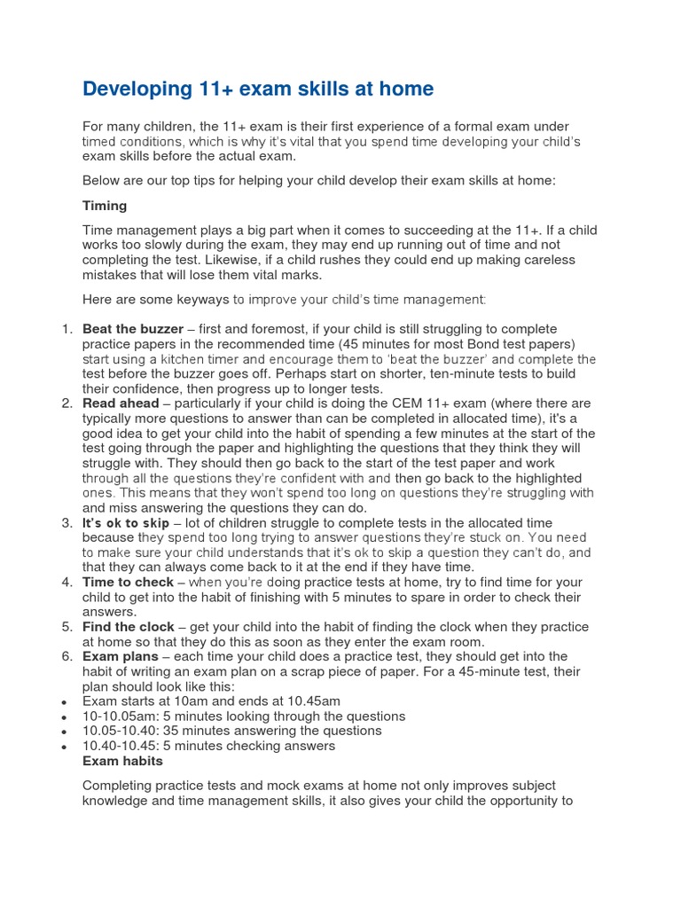Developing 11+ Exam Skills at Home | PDF | Test (Assessment) | Cognition
