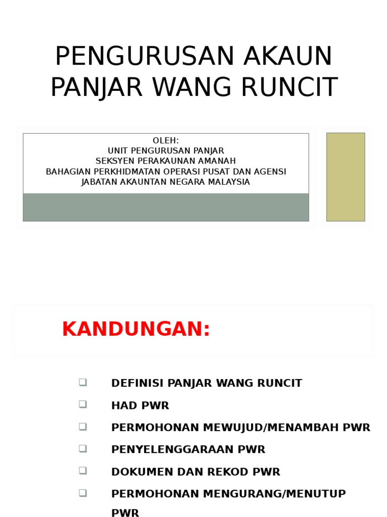 Pengurusan Panjar Wang Runcit | PDF