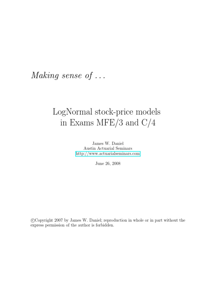 Log Normal | PDF | Option (Finance) | Normal Distribution
