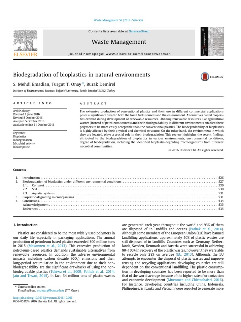 Biodegradation of Bioplastics in Natural Environments | PDF ...