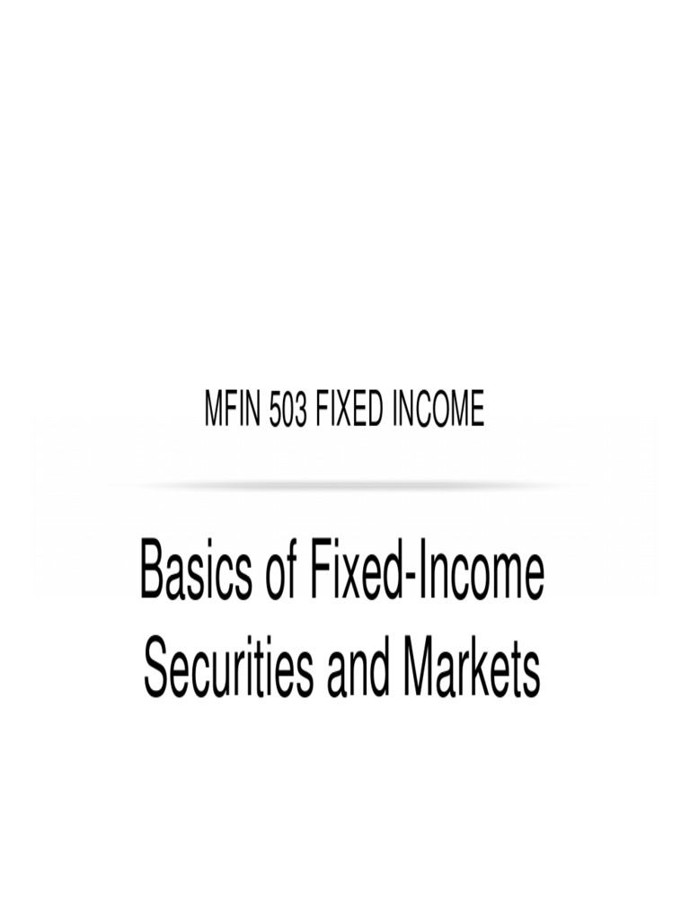 01 Basics of Fixed Income | PDF | Fixed Income | Bonds (Finance)