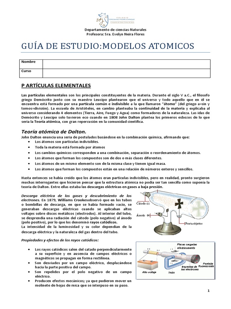 guia teoria atomica 8° BASICO | Átomos | Electrón