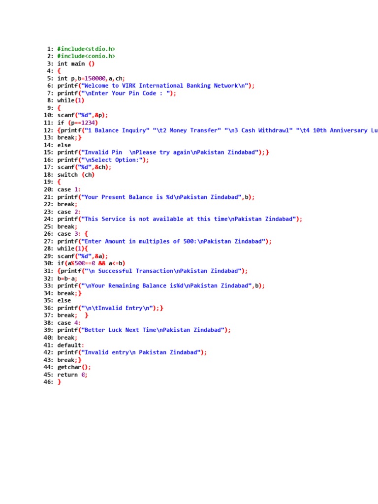 Atm C Language | PDF