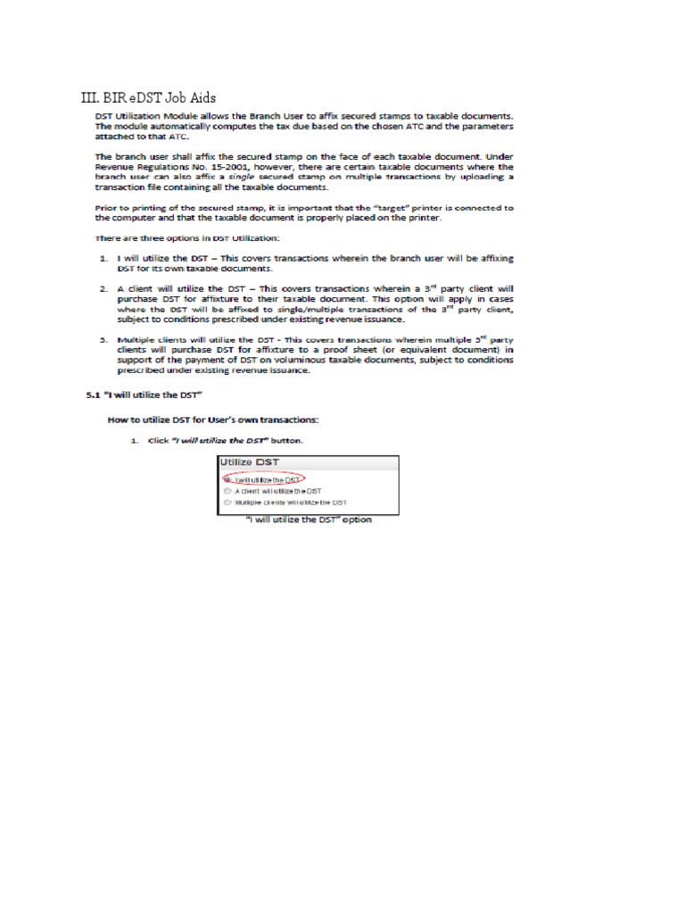 eDST Jobaids | PDF