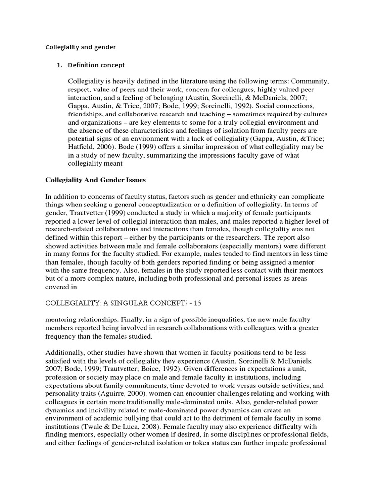 Collegiality and Gender | PDF | Gender | Gender Studies